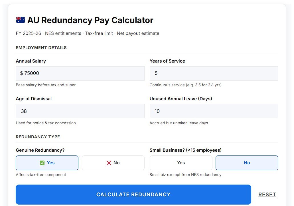 Australia Redundancy Pay Calculator 2026 | NES Severance & Tax-Free ...